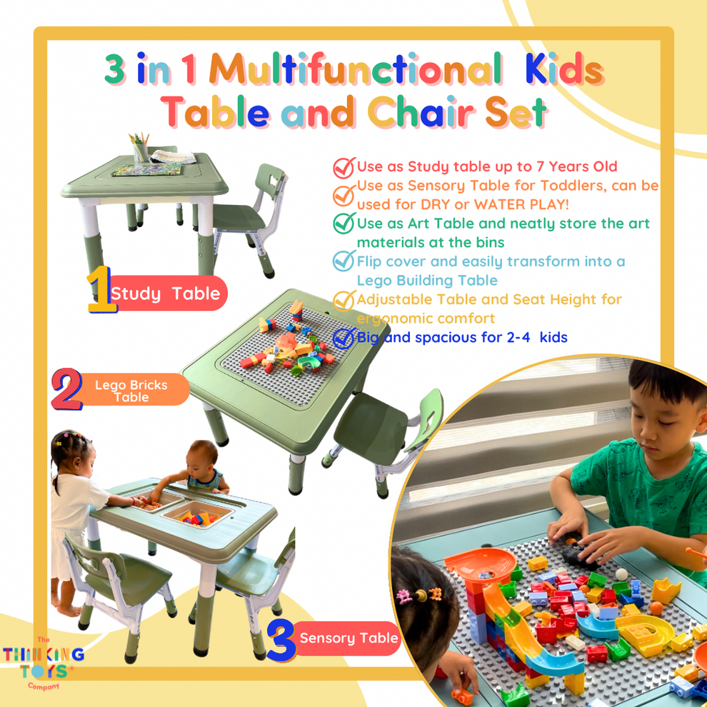 3 IN 1 Multifunctional Kids Table and Chair Set – Thinking Toys PH